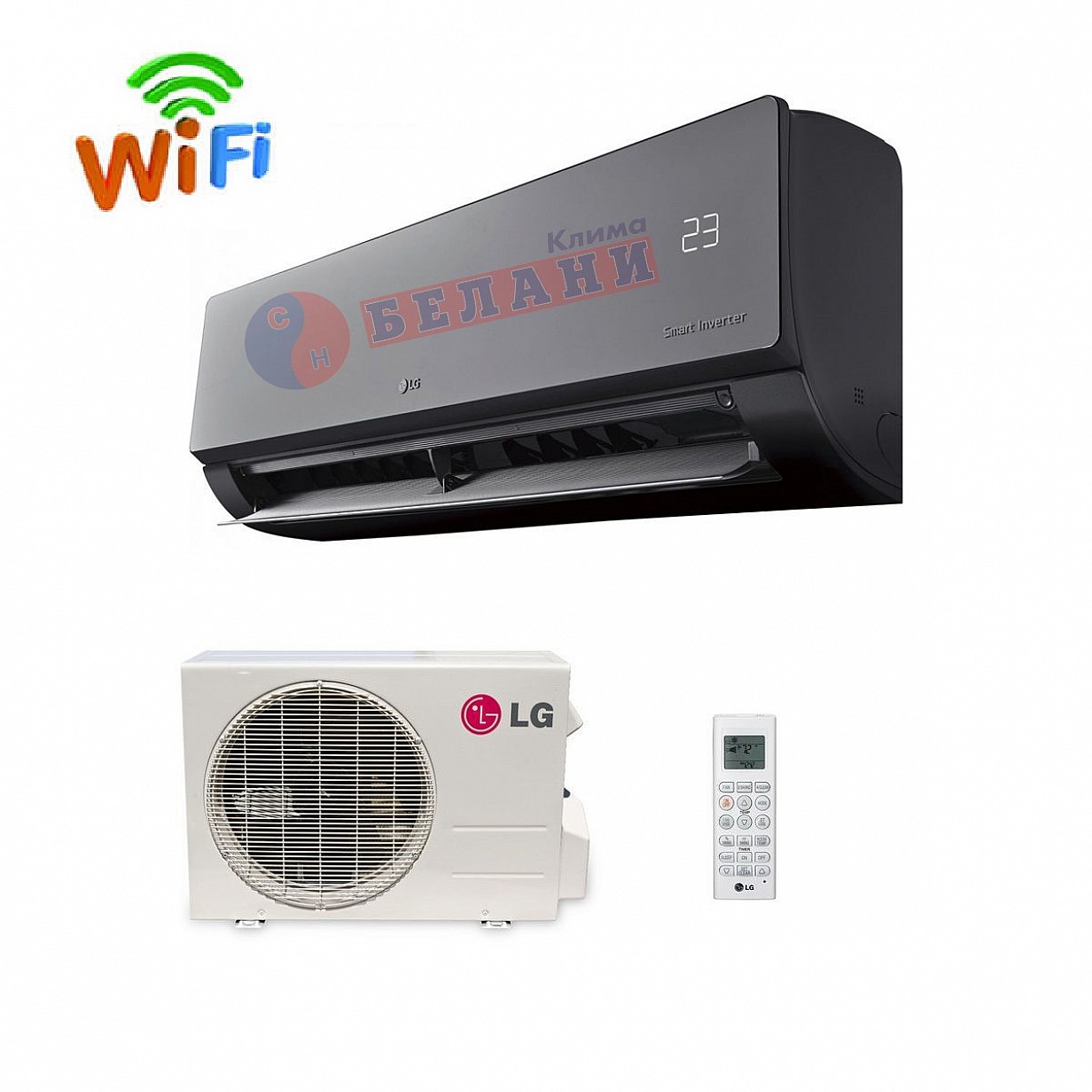Климатик LG ARTCOOL Mirror/ Black UVnano™ AC18BK.NSK / AC18BK.UA3 Wi-Fi ...